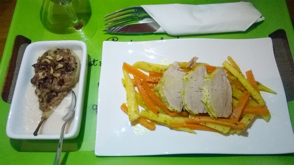 Recette Plat combiné : filet mignon, frites de légumes et poires ...